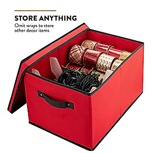 ZOBER Christmas Light Storage - Christmas Light Organizer W/ 4 Plastic Christmas Lights Organizer Wheel - Strong & Durable Material - Stitched Reinforced Handles - Red