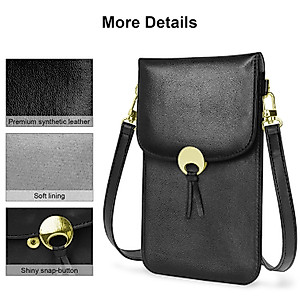 MoKo Crossbody Cellphone Bag, Multi-pocket Cell Phone Purse with Shoulder Strap for Women Men, Leather Wallet with Credit Card Slots Fits iPhone 15/15 Plus/15 Pro/15 Pro Max/SE 2022/11 Pro Max, Black