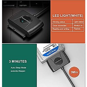SNANSHI SATA to USB 3.0 Adapter USB to SATA Adapter with Power for 3.5/2.5 Inch HDD/SSD with 12V/2A Power Adapter