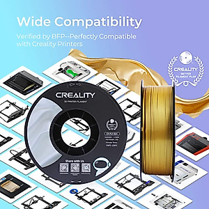 Creality Silk PLA 3D Printer Filament, Metallic Silver PLA Filament 1.75mm, High Glossy and Smooth Silk Texture, Metal Filament +/-0.02mm Precision, 3D Printing Filament 1KG/2.2lb, (Silver)