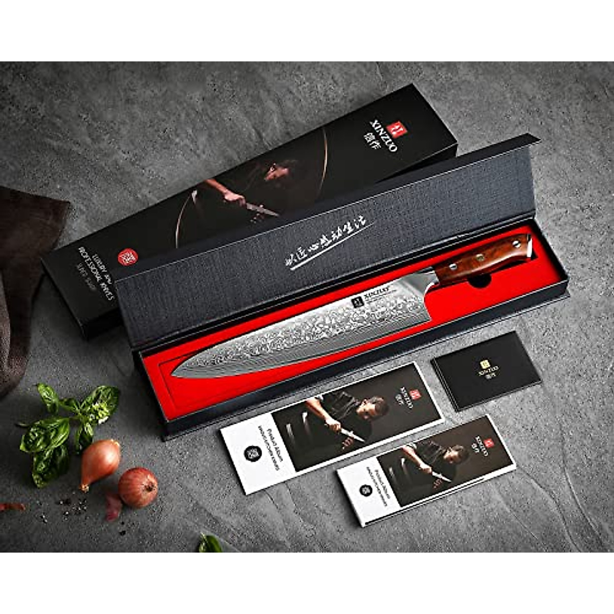 XINZUO 10 Inch Damascus Chef Knife Kitchen Knife Sharp Gyuto Knife Stainless Steel Fashion Professional Chef's Knife with Rosewood Handle