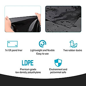 LOSTRONAUT 7x10 Feet Pond Liner - 15.7 mil Black Pond Lining for Fish Pond, Waterfall, Water Tank, Water Garden, and Water Features - Flexible and Durable, Leak Proof, Easy to Install Pond Skins