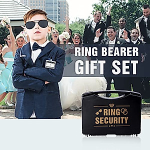 Keymall Ring Bearer Wedding Ring Security Box Include Special Agent ID Card Shades Ring Box For Kids Ring Bearer Proposal Gift (Set A)