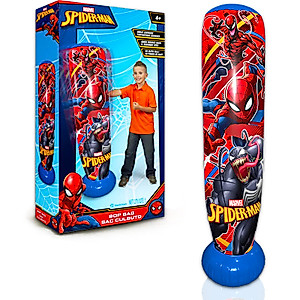 Marvel Store Spiderman Bop Bag for Kids - Bundle with Spiderman Punching Bag for Outdoor Play Plus Spiderman Stickers and More (Marvel Punching Bag for Kids)