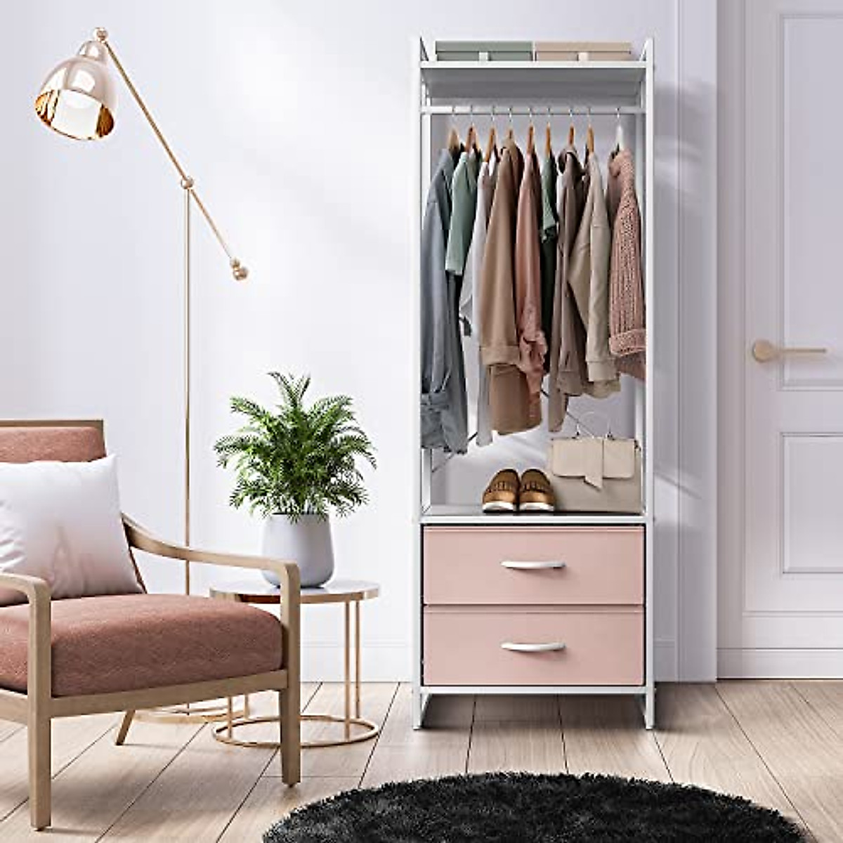 Sorbus Premium Cothing Rack with Drawers - Heavy Duty Wardrobe Closet with Metal Frame & Wooden Top - 70Inch Tall Garment Rack- Lightweight Freestanding Coat Closet - Multipurpose for Hallway, Bedroom
