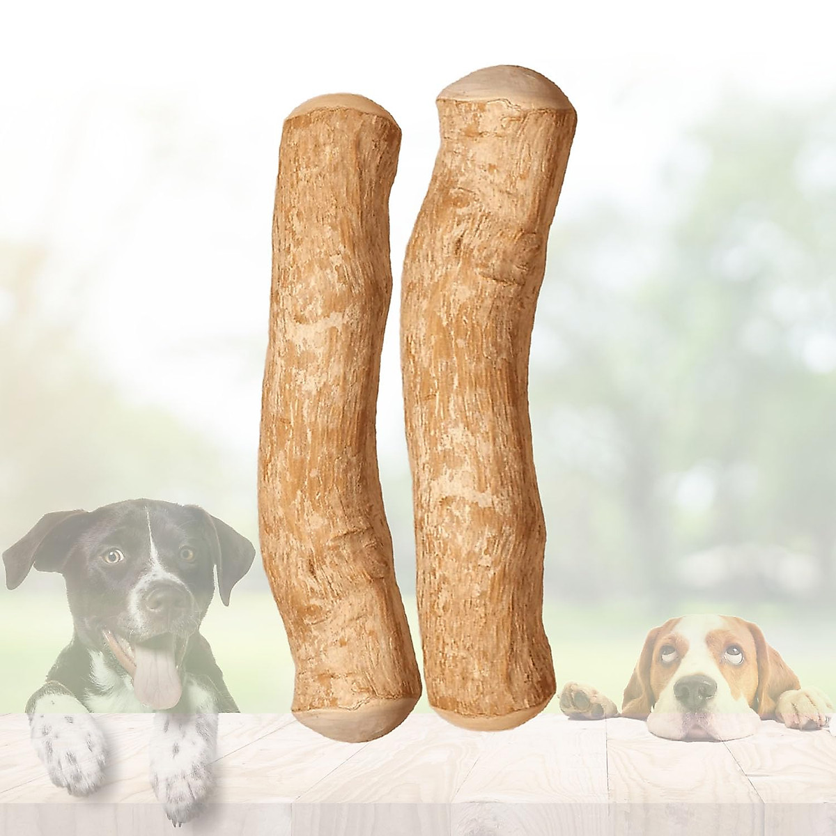 BENRIKIDS 2Pcs Size XL, Coffee Wood Dental Chew Stick & Tug for Dogs, Natural Dog Chew Toy Wood, Long Lasting and Stress Relief Dog Wood Chew Stick, 100% Natural, Safe and Healthy