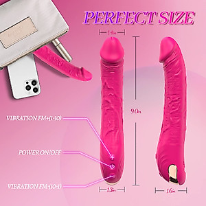 Baswetr G Spot Vibrator for Women with 10 Vibration Modes, 9 inch Realistic Vibrating Dildo Waterproof Adult Toys for Clitoris G Spot Anal Stimulation, Silicone Rose Sex Toys for Women Men and Couples
