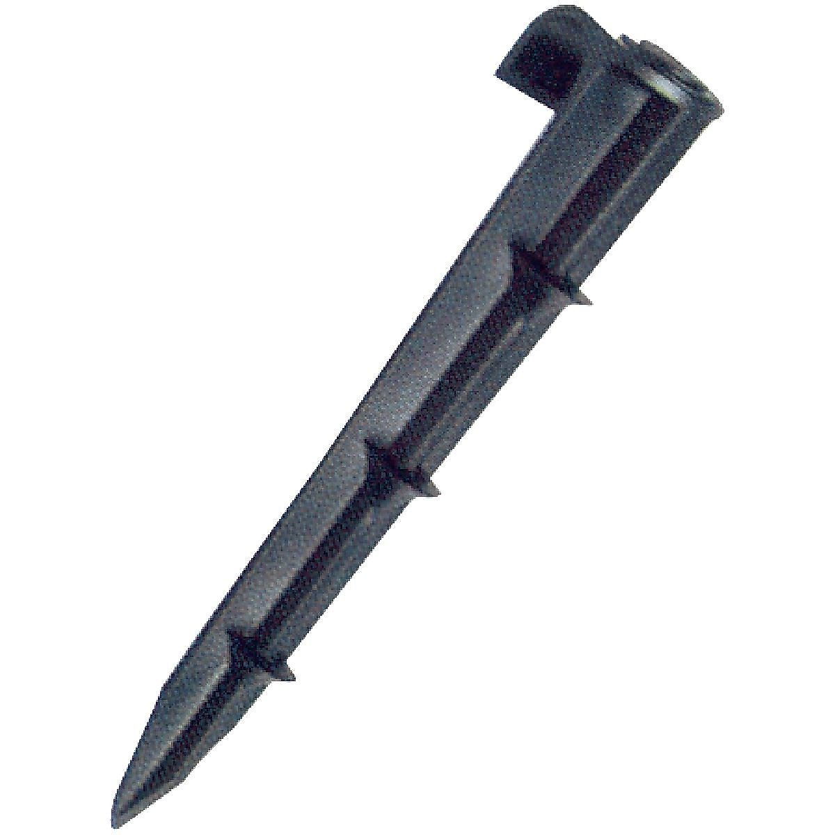 Raindrip 39800UB Universal Tubing Hold-Down Cleated Stake, 6-Inch, Plastic, for Drip Irrigation Supply Tubing, Dripline, & Drip Systems, Black