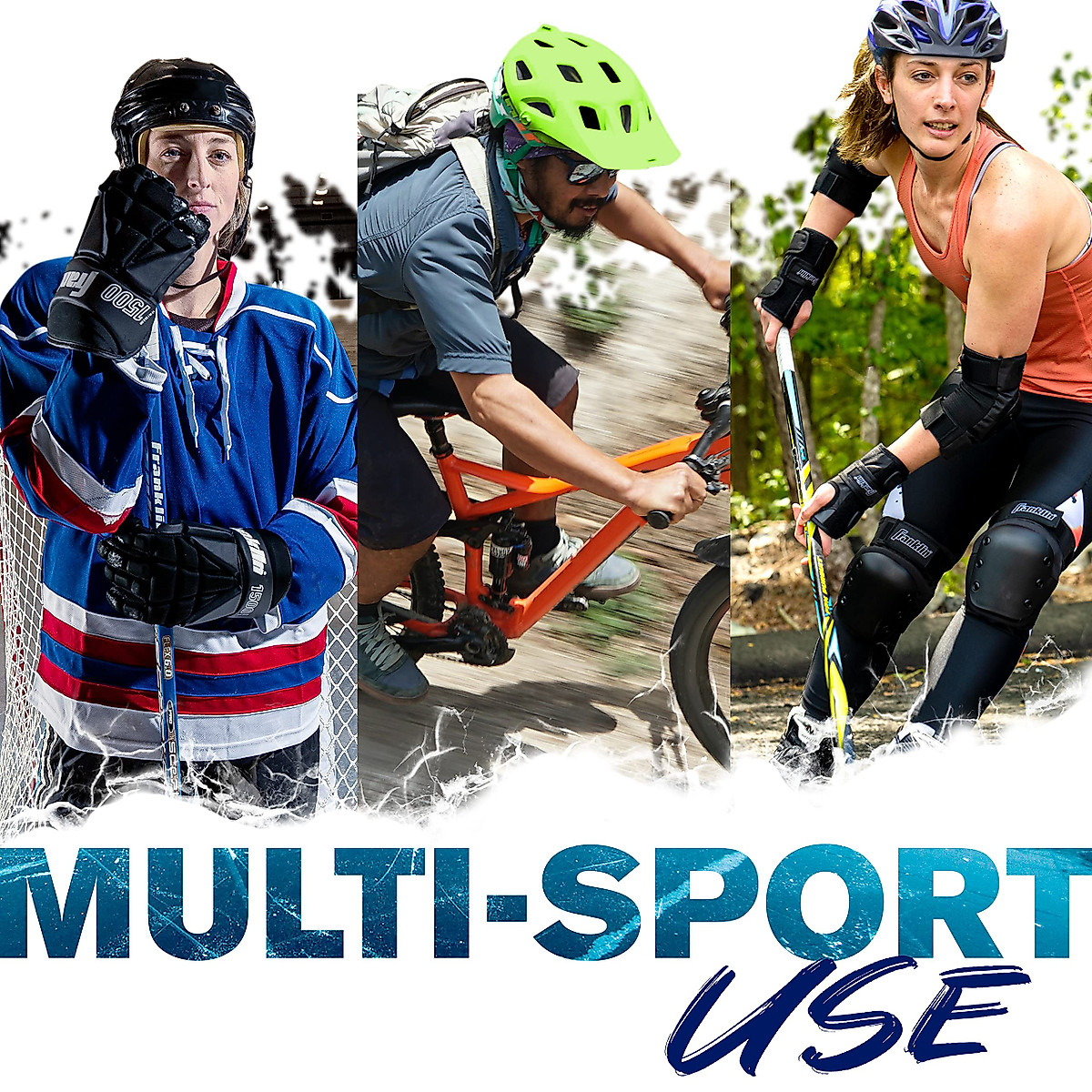 Franklin Sports Youth / Adult Knee Pads, Elbow Pads, Wrist Guards 3 in 1 Protective Set for Skate Protective - Skateboard - Biking - Adult