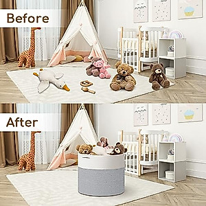 Comfymon Extra Large Cotton Rope Basket 24" x 24" x 17.3" Blanket Basket for Living Room, Woven Baby Laundry Hamper with Handles, Toy Storage Bin, XXXLarge Baskets for Storage, Grey