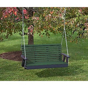 ECOMMERSIFY INC 4FT-Turf Green-Poly Lumber ROLL Back Porch Swing Heavy Duty Everlasting PolyTuf HDPE - Made in USA - Amish Crafted