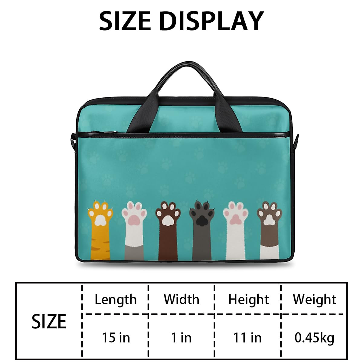 Cat Paws Laptop Computer Bag Waterproof Shoulder Messenger Bag 13-15 inch Durable Laptop Tote Bag with Shoulder Strap Handle Lightweight Crossbody Briefcase