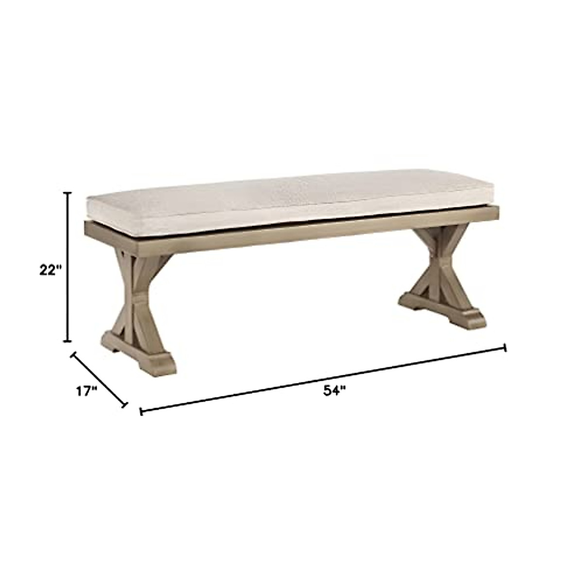 Signature Design by Ashley Beachcroft Patio Farmhouse Outdoor Upholstered Dining Bench, Beige