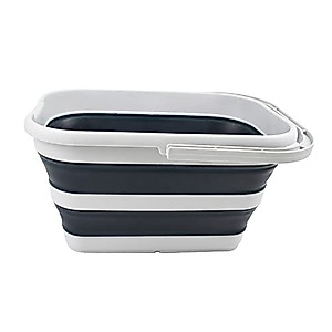 SAMMART 12L (3.1 Gallon) Collapsible Rectangular Handy Basket/Bucket (Grey/Slate Grey)