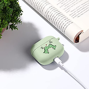 JOYLAND Dinosaur Couple Case for AirPods 3 2021 with Keychain,Funny Cartoon Case for Women Men Girls Boys,Green Smooth TPU Silicone Protective Cover Compatible with Apple AirPod 3rd Generation 2021