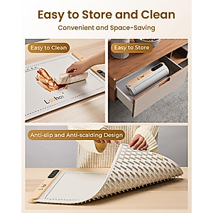 LOOHOI Food Warming Mat,Full Surface Heating Electric Warming Tray with 6 Temperature Settings & Fast Heating, Silicone Roll Up Food Heating Mat Food Warmers for Parties Gatherings Everyday Use