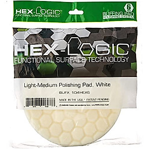 Chemical Guys BUFX_104_HEX6 Hex-Logic Light-Medium Polishing Pad, White (6.5 Inch Pad made for 6 Inch backing plates), Gray, 1 Pad Included