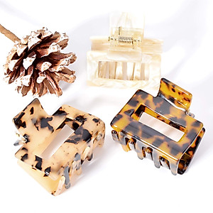 Tortoise Shell Ponytail Cuffs Elastic Hair Band Hair Tie Leopard French Design Hair Band Headwear for Women Girls,Pack of 3