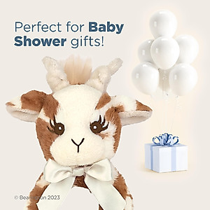 Bearington Collection Baby Lil’ Patches, 5.5 Inch Giraffe Plush Stuffed Animal Baby Rattle, Newborn Toys, Giraffe Baby Stuff