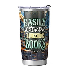Bad Bananas Gifts for Book Lovers and Readers - 20oz Stainless Steel Tumbler - Easily Distracted By Books