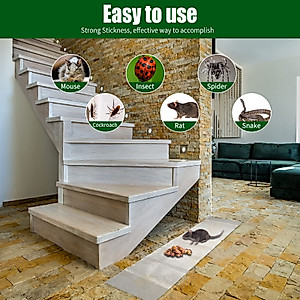 Qualirey 4 Pcs 47 Inch Ultra Large Sticky Mouse Glue Traps Sticky Rat Trap That Work for Rats Roaches Rodents Heavy Duty Pre Baited Mats Indoor Outdoor Catch Pest (White)