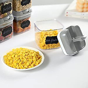 IFOUG 9 Pcs Airtight Food Storage Container Set, Clear Plastic Mini Container Set with Easy Lock Lids Labels & Marker, Kitchen Pantry Containers for Sugar, Herbs, Flour, Ceral etc (Grey)