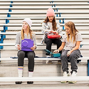 Omie OmieBox UP bento box for kids | Insulated lunch box | Leak proof thermos food jar | Cooler ice pack | 2 Compartments (Galaxy Purple)