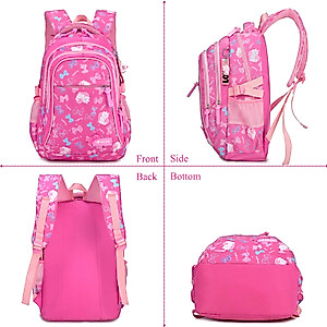 YJMKOI 3PCS Cat print Backpack for Girls 3 in 1 Cute bow print Primary Schoolbag Sets Middle Girl Bookbag with Lunch Box