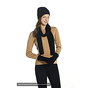 EURKEA 100% Cashmere Winter Scarf in Solid Colors with Gift Box for Women, Warm & Soft & Lightweight, Gift Ready, Black, Free Size