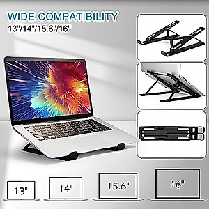 Laptop Stand for Desk,MacBook Portable foldable Stand Sturdy Laptop Riser, Ventilated Laptop Holder Compatible 13 14 15.6 Inch MacBook Pro Air/HP/Dell,Cooling Computer Stand Accessories Black