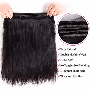 Subella Brazilian Straight Hair 3 Bundles 14 16 18inch Grade 10A Virgin Straight Human Hair Bundles Natural Black Color Hair Extensions