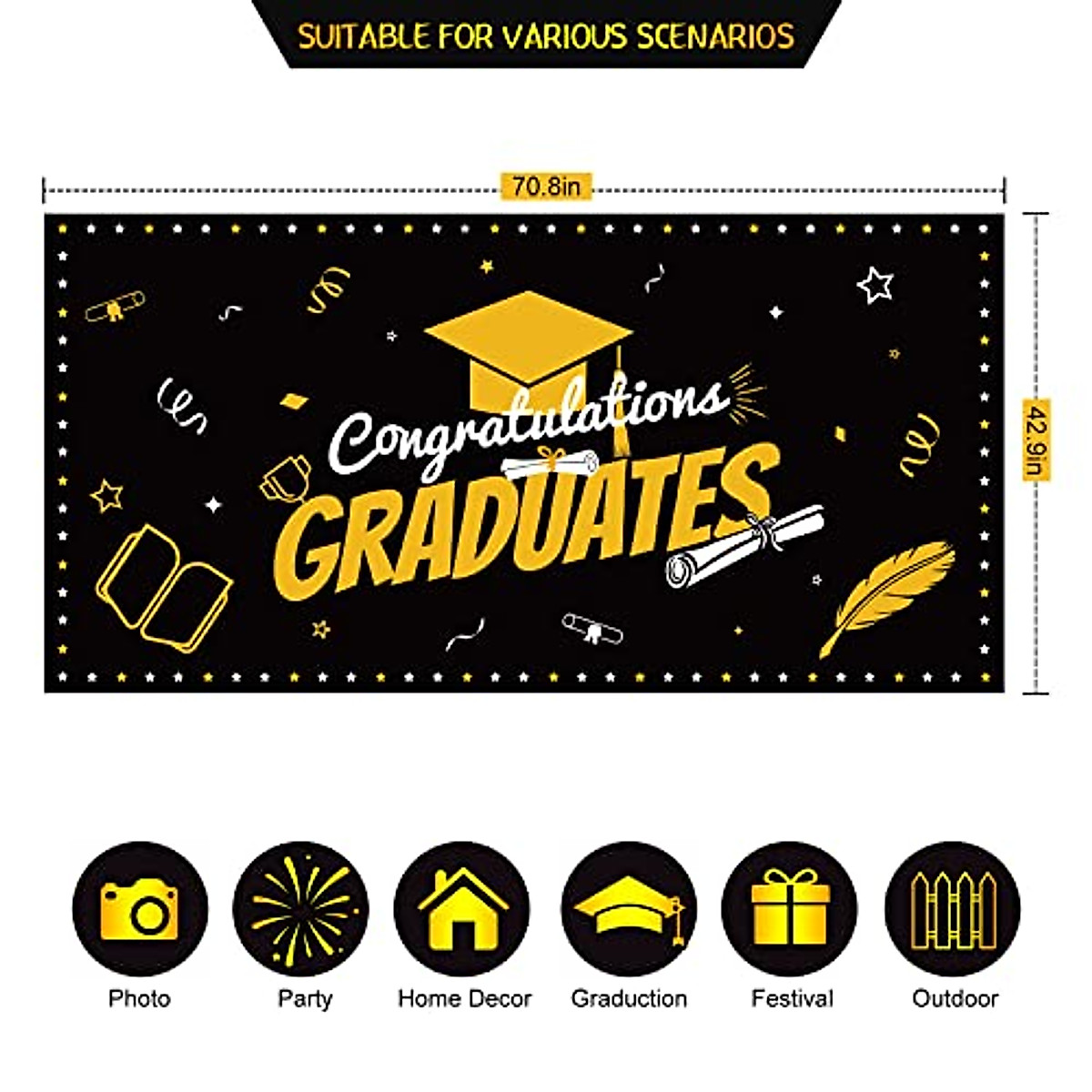 Graduation Decorations 2021 Graduation Party Supplies Graduation Banner Congratulations Grad Backdrop Congrats Photo Banner,"2021" Aluminum Film Balloons and Graduation Balloons for Graduation Decor