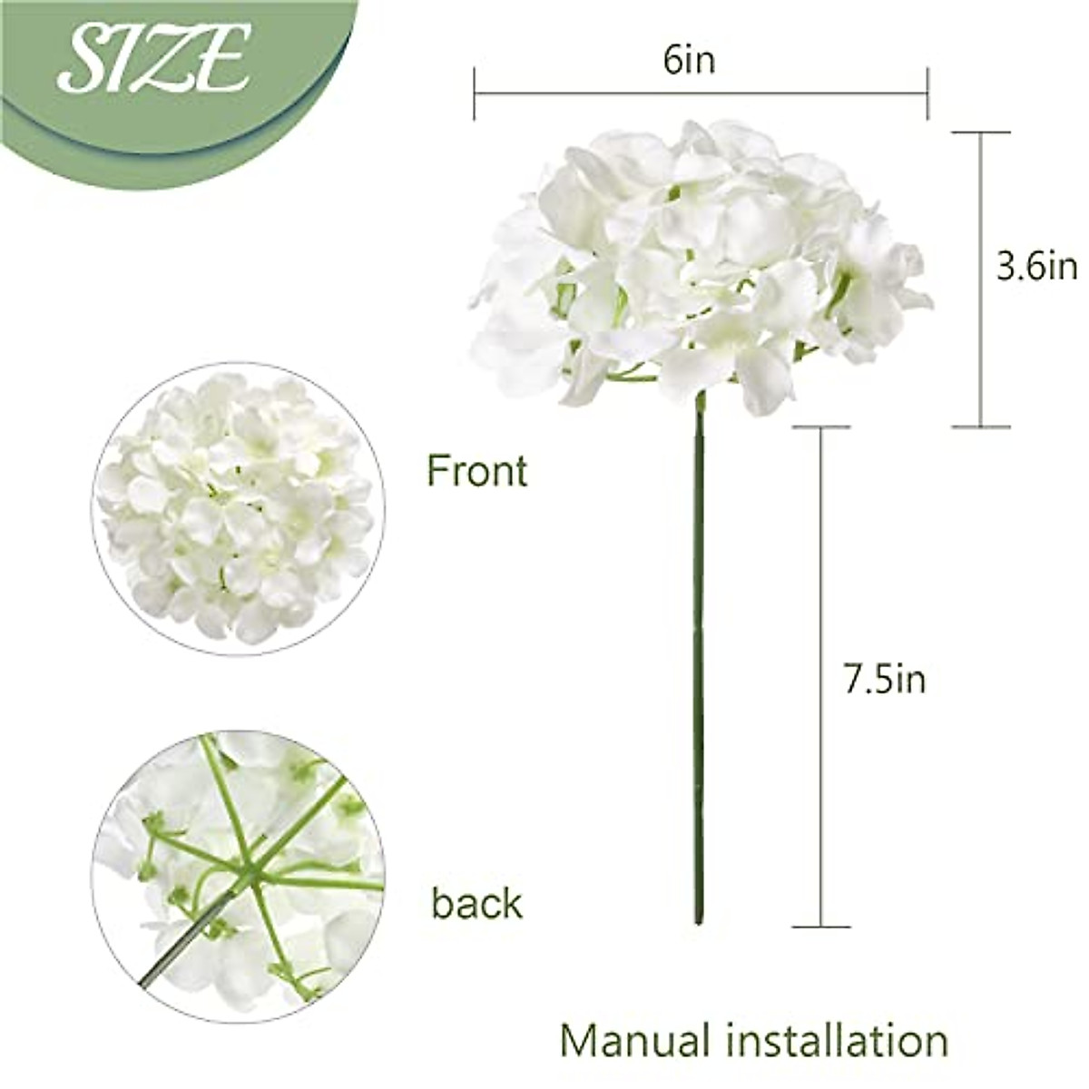 Auihiay 64 PCS Artificial Hydrangea Flowers, Silk Hydrangea Flowers Heads with Stems, Full Artificial Flowers for Wedding Centerpieces, Baby Shower, Home Garden Party Decor (Ivory)