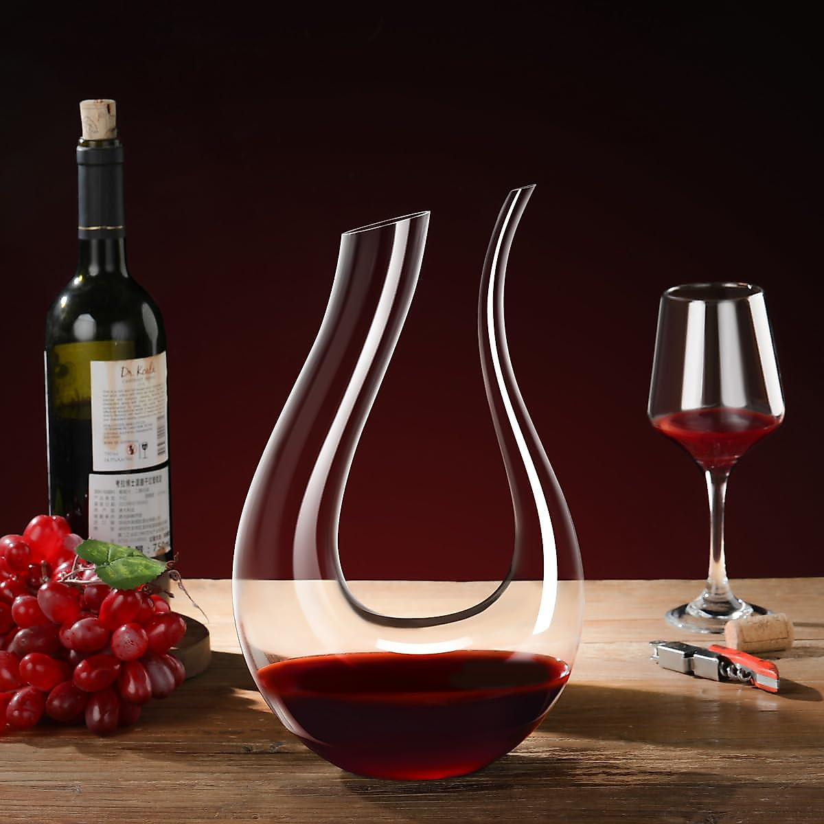 Wine Decanter,Red Wine Carafe,Wine Aerator,100% Hand Blown Lead-free Crystal Glass,Wine Decanters and Carafes,Wine Gift with Luxury Packaging,Wine Accessories (1500ML)