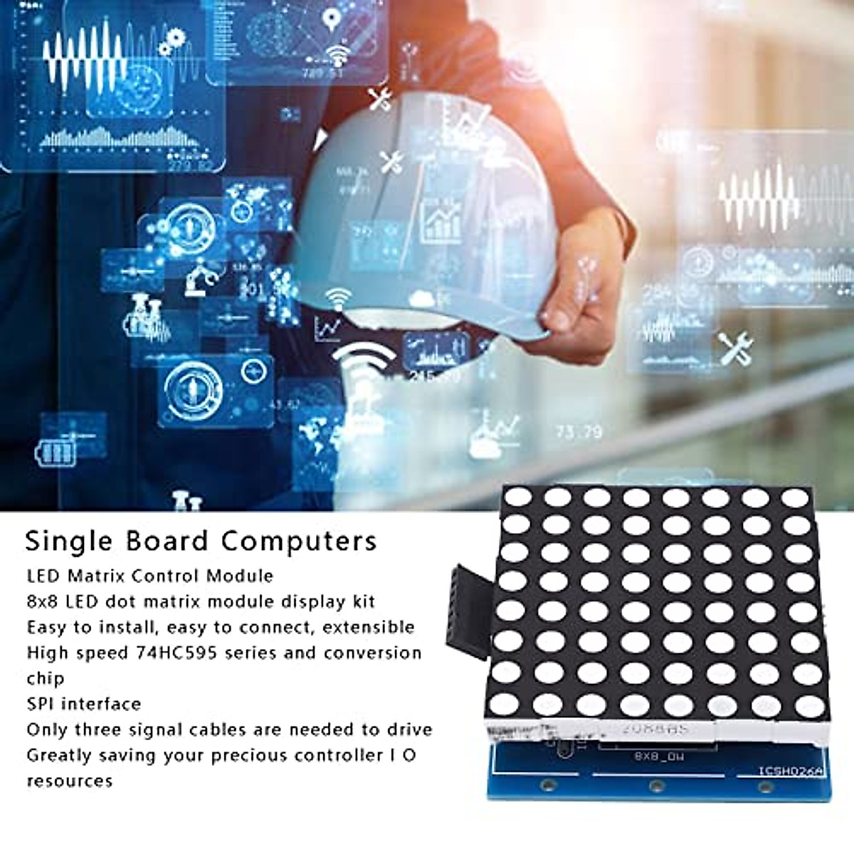 Kadimendium LED Matrix Control Module, High Speed 74HC595 Chip DC5V LED Matrix Module Display Kit Bright Easy to Drive for Sensor Expansion Board