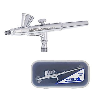 Master Airbrush Model G25 Multi-Purpose Dual-Action Gravity Feed Airbrush, 0.2mm Tip and 1/16 oz. Fluid Cup - User Friendly, Versatile Set Kit - Illustration, Art, Nails, Cake - How-to-Airbrush Guide