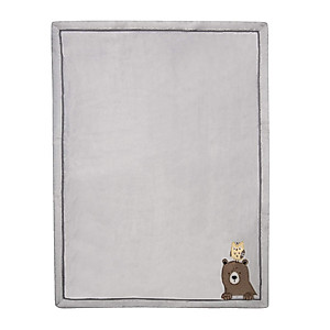 Lambs & Ivy Sierra Sky Grey Bear/Owl Soft Fleece Baby Blanket