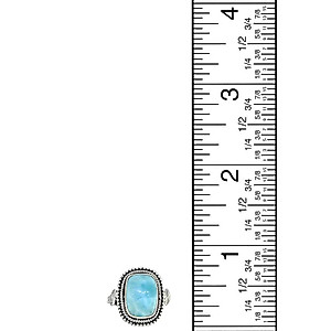 YoTreasure Natural Larimar Solid 925 Sterling Silver Ring Jewelry