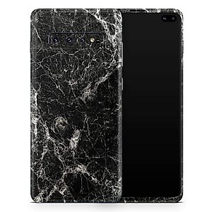 DesignSkinz Black Scratched Marble 2 Protective Vinyl Decal Wrap Skin Cover Compatible with The Samsung Galaxy S20 (Screen Trim & Back Glass Skin)