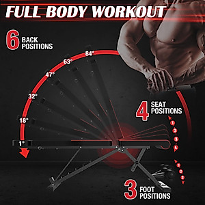 Weight Bench for Home Gym, Adjustable Multi-purpose Workout Bench Press, 880 Lb Stable Decline Incline Bench for Full Body Exercise, 3 Sec Fast Folding Strength Training Sit up Bench