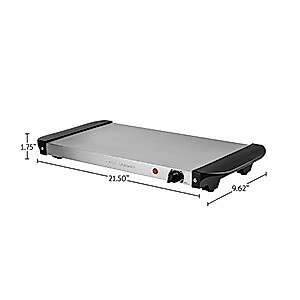 Ovente Electric Warming Tray with Adjustable Temperature Control, Stainless Steel Frame & Cool-Touch Handles, Compact Food Warmer Perfect for Buffets Parties Events Dinners and Holidays, Silver FW170S