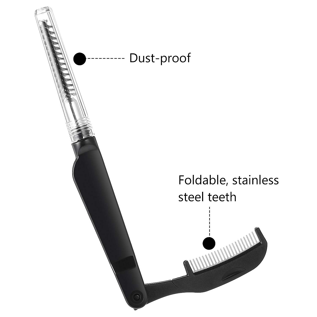 Boao 4 Pcs Eyelash Combs Eyebrow Combs Foldable Eyelash Separator Tool Stainless Steel Teeth Brow Brushes Mascara Brushes Eyebrow Spoolie Grooming Makeup Tool, Black