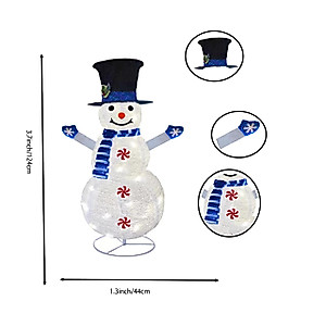 Mosy 4FT Snowman Outdoor Christmas Decorations, 3.2FT Folding Christmas Snowflake Cloth Snowman, Outdoor Snowman Lighted for Xmas Indoor/Outside Yard Holiday Party Decoration