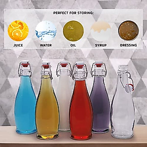 Nevlers Set of 6 | 17 oz Glass Bottle Set with Airtight Swing Top Stoppers | Home Brewing Bottles for Kombucha, Beer, Water Kefir, Limoncello | Includes Bottle Brush, Funnel and Gold Glass Marker