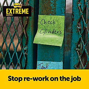 Post-it Extreme Notes, Works outdoors, Removes cleanly, 100X the holding power, Green, Orange, Yellow, 3 in x 3 in, 3 Pads/Pack, 45 Sheets/Pad (EXTRM33-3TRYMX)