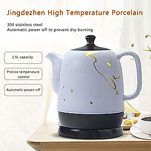 SieHam Kettles,Ceramic Cordless Kettle Teapot-Retro Red 1.5L, 1380W Water Fast for Tea, Coffee, Soup, Oatmeal-Removable Base, Boil Dry Protection