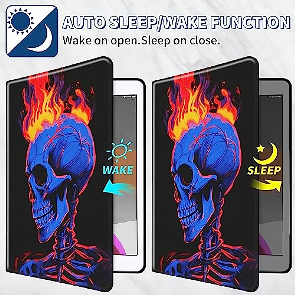 BFSEROBJ for Samsung Galaxy Tab S9 Case 360 Rotating Degree Stand Lightweight Protective Smart Cover with Auto Wake/Sleep Tablet Case for Samsung Galaxy Tab S9 5G 11 inch 2023 - Fire Skull