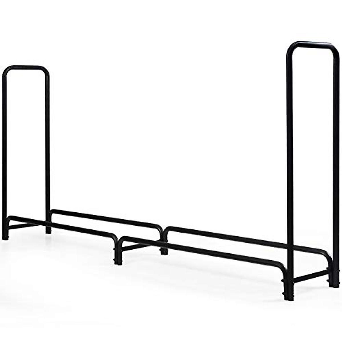 Goplus 8ft Firewood Log Rack, Outdoor Heavy-Duty Firewood Storage Holder w/Sturdy Steel Tubular Frame, Easy Assembly Rustproof Fireplace Wood Stacker for Fireplace, Patio, Deck, Fire Pit, 8ft Black