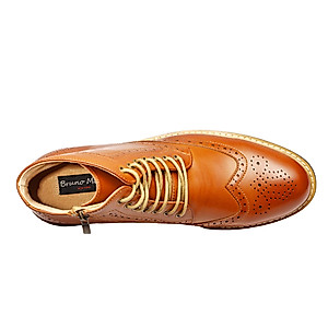 Bruno Marc Men's Dress Ankle Motorcycle Boots Wingtip Leather Lined Derby Oxfords Bergen-01 Brown Size 13 M US