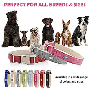 DCSP Pets Dog Collar – Heavy-Duty Dog Collar for Small Dogs, Medium and Large – Eco-Friendly Natural Fabric – Durable and Skin-Friendly – Soft Dog Collar for All Breeds – Medium, Pink